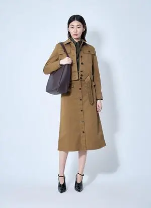 Saint Laurent Cotton Serge Midi Skirt - Brown