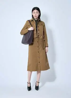 Saint Laurent Cotton Serge Midi Skirt - Brown