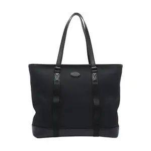TOD'S Medium Fabric And Leather Shopping Bag With Logo - Black