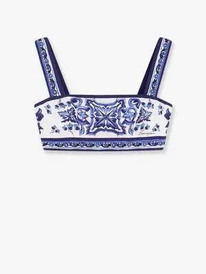 Dolce & Gabbana Cotton Top With Maiolica Print - Multicolor