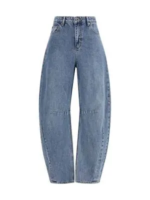 SELF-PORTRAIT Barrel Leg Jeans - Blue