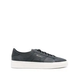 Santoni Grained Leather Low-top Sneakers - Blue