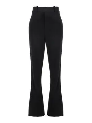 Bottega Veneta Black Flared Pants With Belt Loops In Viscose Blend - Multicolor