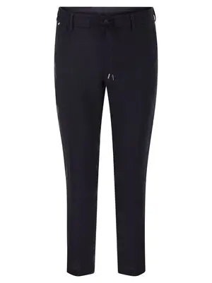 BOSS Linen Blend Chino Trousers With Drawstring In Modern Regular Fit - Blue
