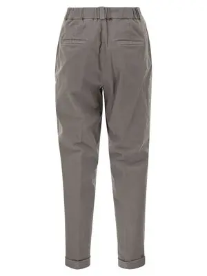 Peserico Stretch Cotton Tapered Trousers With Elasticated Waistband - Gray