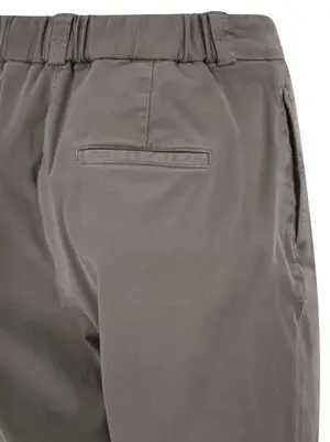 Peserico Stretch Cotton Tapered Trousers With Elasticated Waistband - Gray