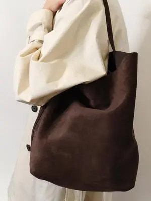 TOTEME Suede Belted Tote Shoulder Bag - Brown