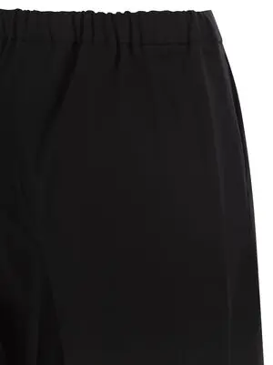 Max Mara Smmfloria Virgin Wool Stretch Trousers With Drawstring Waist - Black