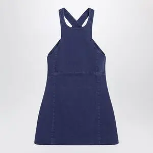 Miu Miu Short Ink-colored Gabardine Dress - Blue