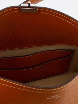 TOTEME T-lock Hammered Leather Shoulder Bag - Tan