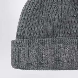 Loewe Grey Wool Beanie With Logo Embroidery