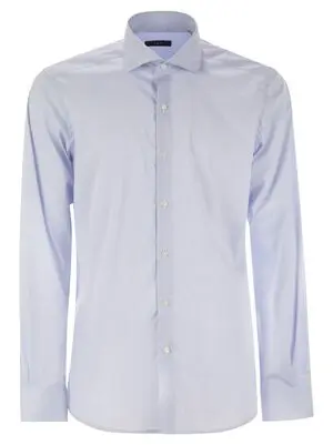 FAY Stretch Poplin Shirt With French Collar - Blue