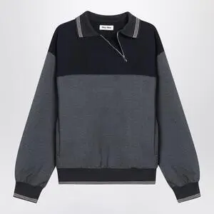 Miu Miu Sweatshirt With Zip Anthracite/blue - Gray
