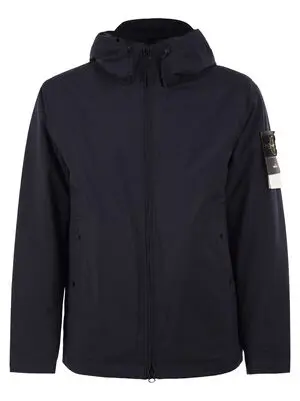 Stone Island Soft Shell-r Hooded Jacket - Blue