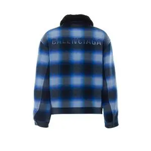 Balenciaga Flanel Bomber Jacket - Blue