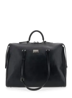 Dolce & Gabbana Black Shoulder Bag 'vittoria' With Logo Plate On The Front And Two Leather Straps For - Multicolor