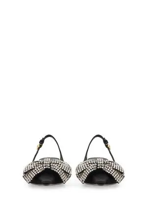 Dolce & Gabbana Satin Sling-back With Rhinestone Embroidery - Black