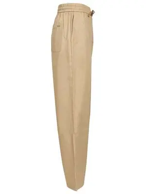 AMI Paris Gabardine Trousers With Drawstring Waist - Cream