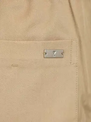 AMI Paris Gabardine Trousers With Drawstring Waist - Cream