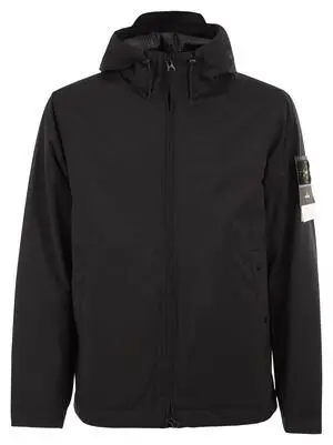 Stone Island Soft Shell-r Hooded Jacket - Black