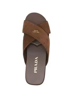 Prada Suede Leather Flat Sandals