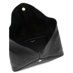 Saint Laurent Signature Cassandre Logo Plaque Clutch Bags - Black