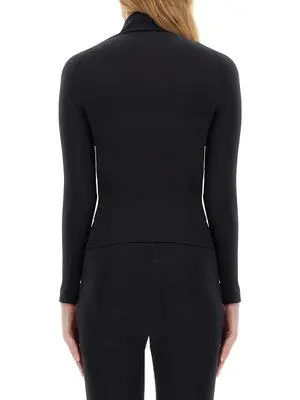 Balenciaga Logo Slim Fit Turtleneck Top - Black
