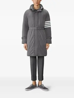 Thom Browne Poly Twill 4-bar Hooded Down Parka With Belt