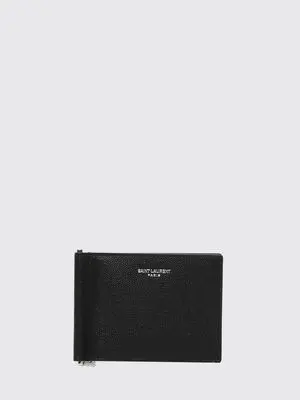 Saint Laurent Grain De Poudre Leather Wallet With Money Clip - Black