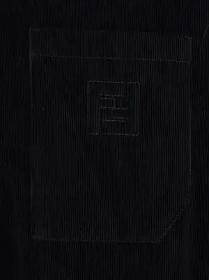 Fendi Shirt With Button-down Collar And Ff Embroidery On Front In Ribbed Cotton For