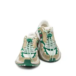 Gucci Suede Sneakers With Side Web Detail - White
