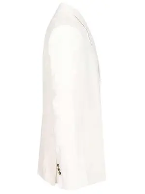 AMI Paris Single-breasted Viscose And Linen Gabardine Jacket - White