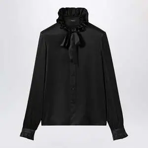 Gucci Silk Satin Shirt With A Knotted Bow - Black