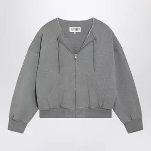 MAISON MARGIELA Felpa Con Zip E Coulisse In Cotone Grigia - Gray