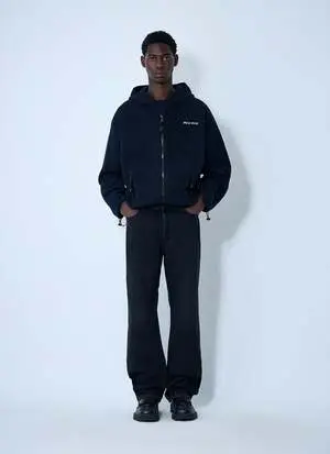 Miu Miu Cotton-fleece Hooded Sweatshirt - Blue