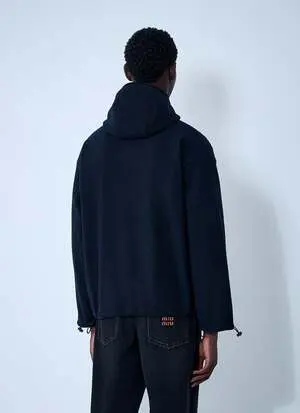 Miu Miu Cotton-fleece Hooded Sweatshirt - Blue