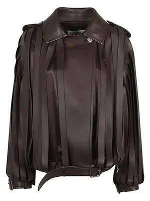 Loewe Leather Belted Jacket - Multicolor