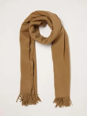 Max Mara Baci Pure Cashmere Scarf With Embroidered Logo And Fringes - Brown