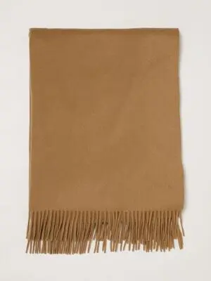 Max Mara Baci Pure Cashmere Scarf With Embroidered Logo And Fringes - Brown