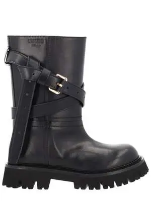 Moschino Tie-me Leather Boot - Black