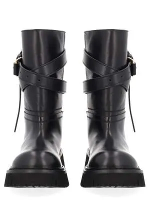 Moschino Tie-me Leather Boot - Black