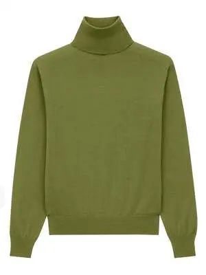 Saint Laurent Cashmere, Wool And Silk Turtleneck Pullover - Green