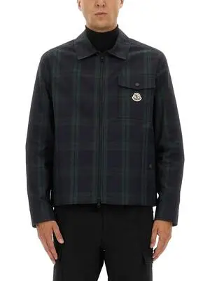 Moncler Checked Cotton Gabarine Shirt Jacket - Black