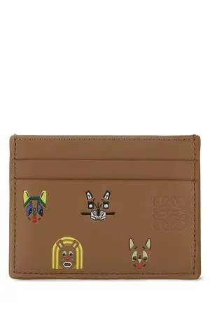 Loewe Camel Leather Cats Card Holder - Brown