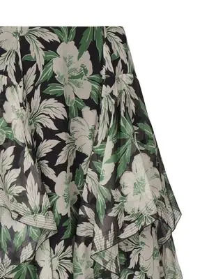 Loewe Silk Floral Asymmetrical Ruffle Skirt - Multicolor