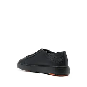 Santoni Grained Leather Low-top Sneakers - Black
