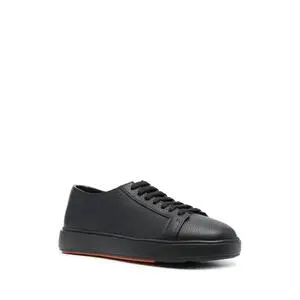 Santoni Grained Leather Low-top Sneakers - Black