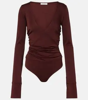 Max Mara Nigella Draped Wool Bodysuit - Brown