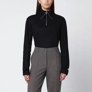 ENTIRE STUDIOS Wool Zip-collar Top - Black