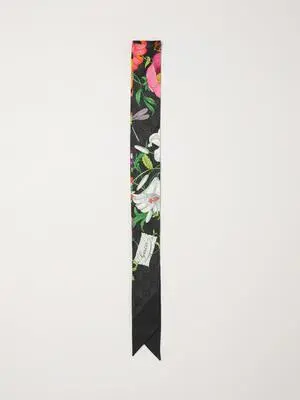 Gucci Gucci Women Gucci Floral Print Gg Monogram Silk Bandeau Black